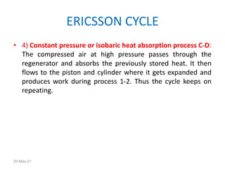 Air standard cycles carnot, stirling, ericsson | PPTX