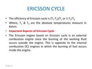 Air standard cycles carnot, stirling, ericsson | PPTX