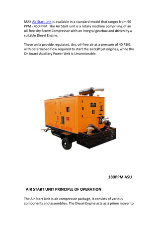 Specification of Air start unit for Aircraft | PDF