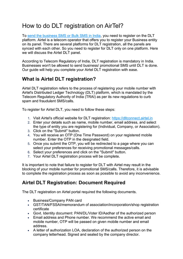 AirTel DLT registration.pdf | Internet | Computing