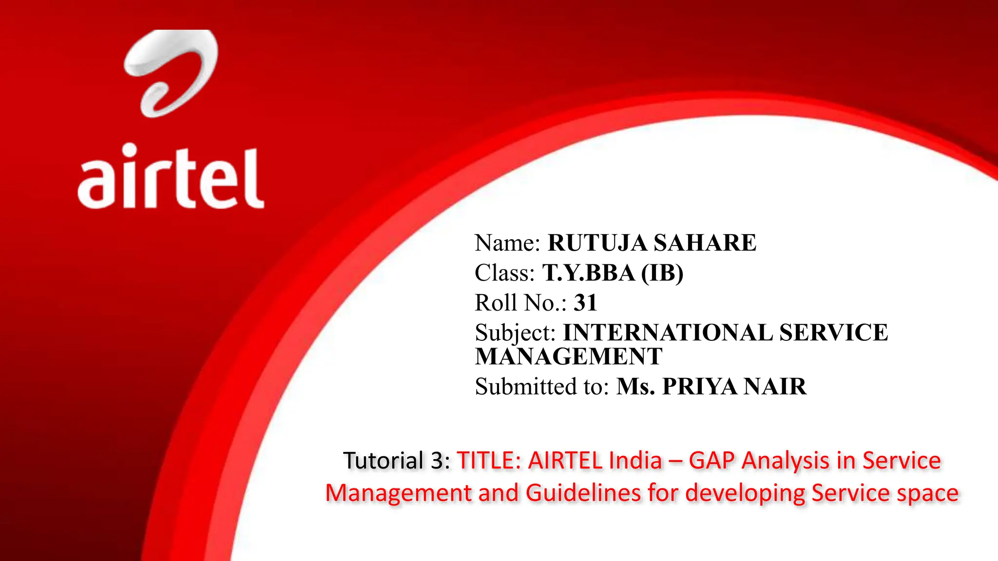 AIRTEL India – GAP Analysis in Service Management and Guidelines for ...