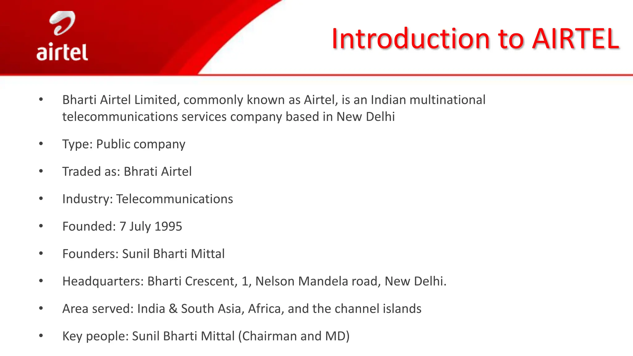 AIRTEL India – GAP Analysis in Service Management and Guidelines for ...