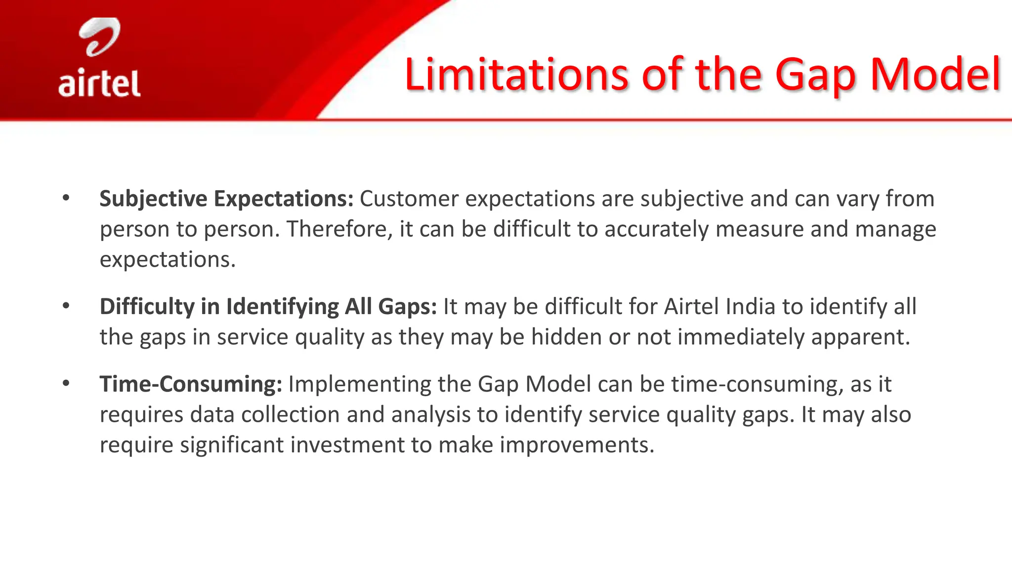 AIRTEL India – GAP Analysis in Service Management and Guidelines for ...