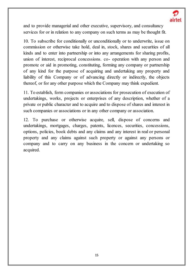 BBA Minor Project Report on Airtel | DOCX