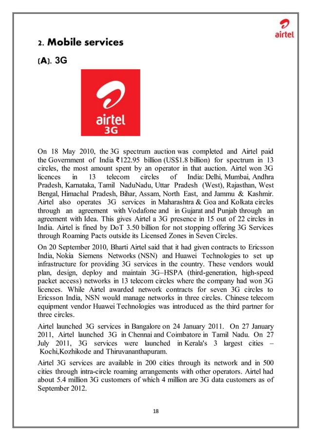 BBA Minor Project Report on Airtel | DOCX