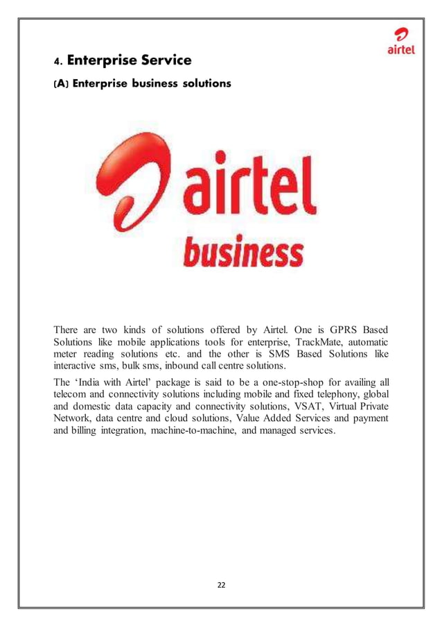 BBA Minor Project Report on Airtel | DOCX