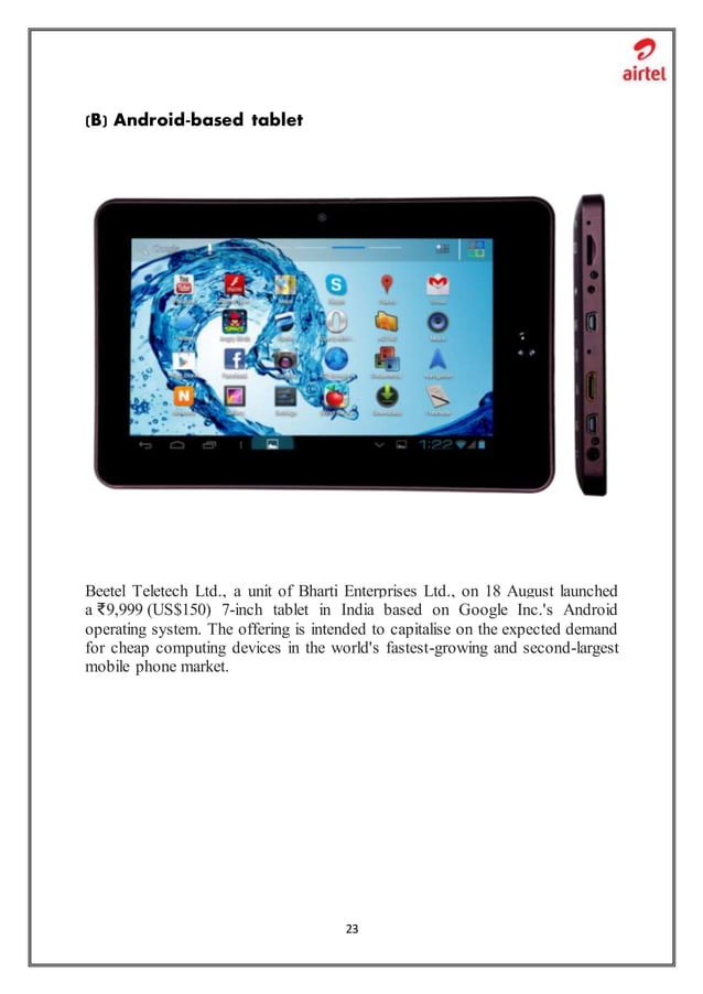 BBA Minor Project Report on Airtel | DOCX