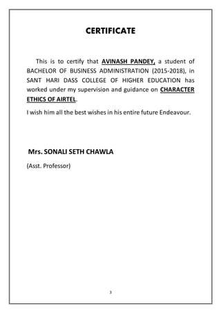 BBA Minor Project Report on Airtel | DOCX