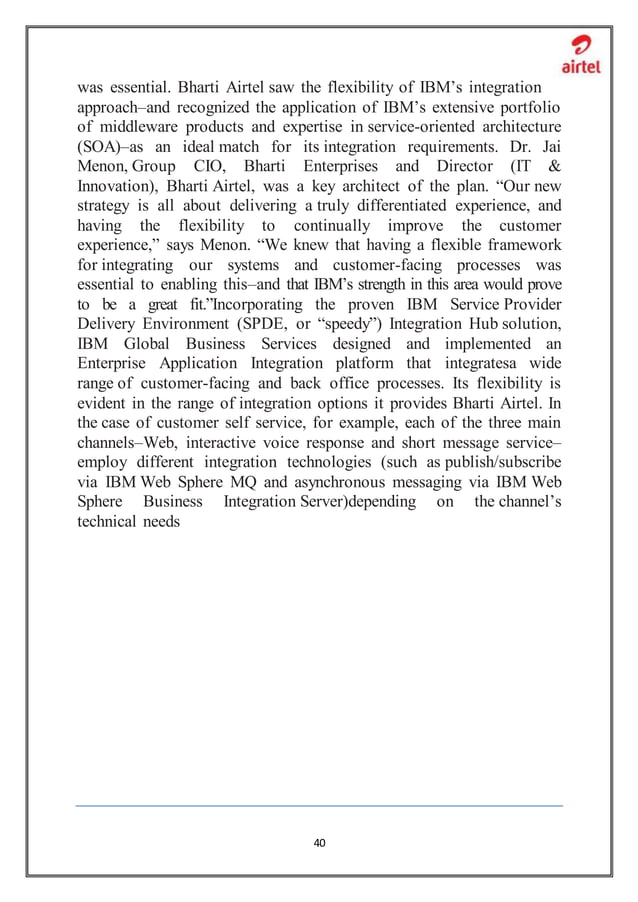 BBA Minor Project Report on Airtel | DOCX