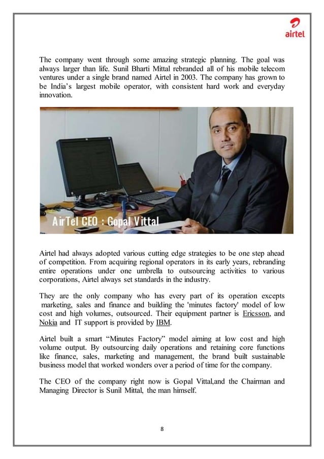 BBA Minor Project Report on Airtel | DOCX