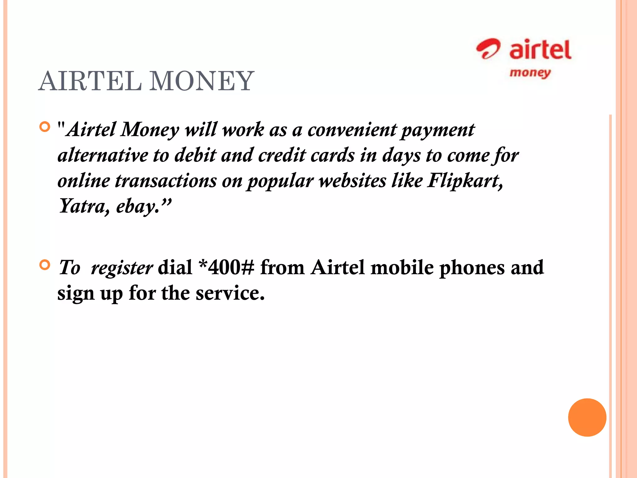 Airtel money main | PPT | Business Banking & Finance | Business