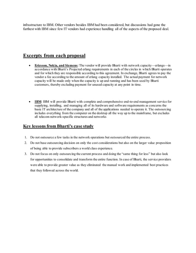 Airtel outsourcing case study | DOCX | Telecommunications Industry ...