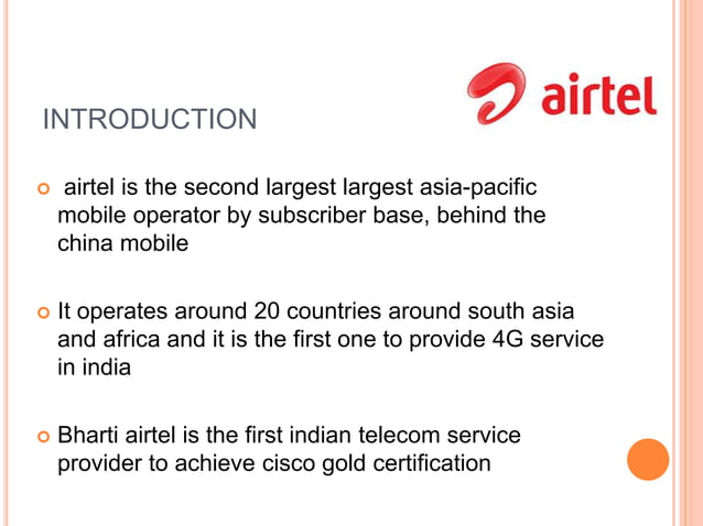 Airtel power point presentation | PPTX | Telecommunications Industry | Industries