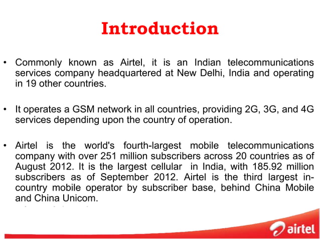 Bharti Airtel ppt | PPTX