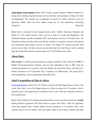 Airtel’s acquisition of zain in africa | DOC