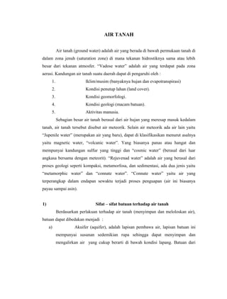 Materi Air Tanah Mata Kuliah Hidrologi | DOC