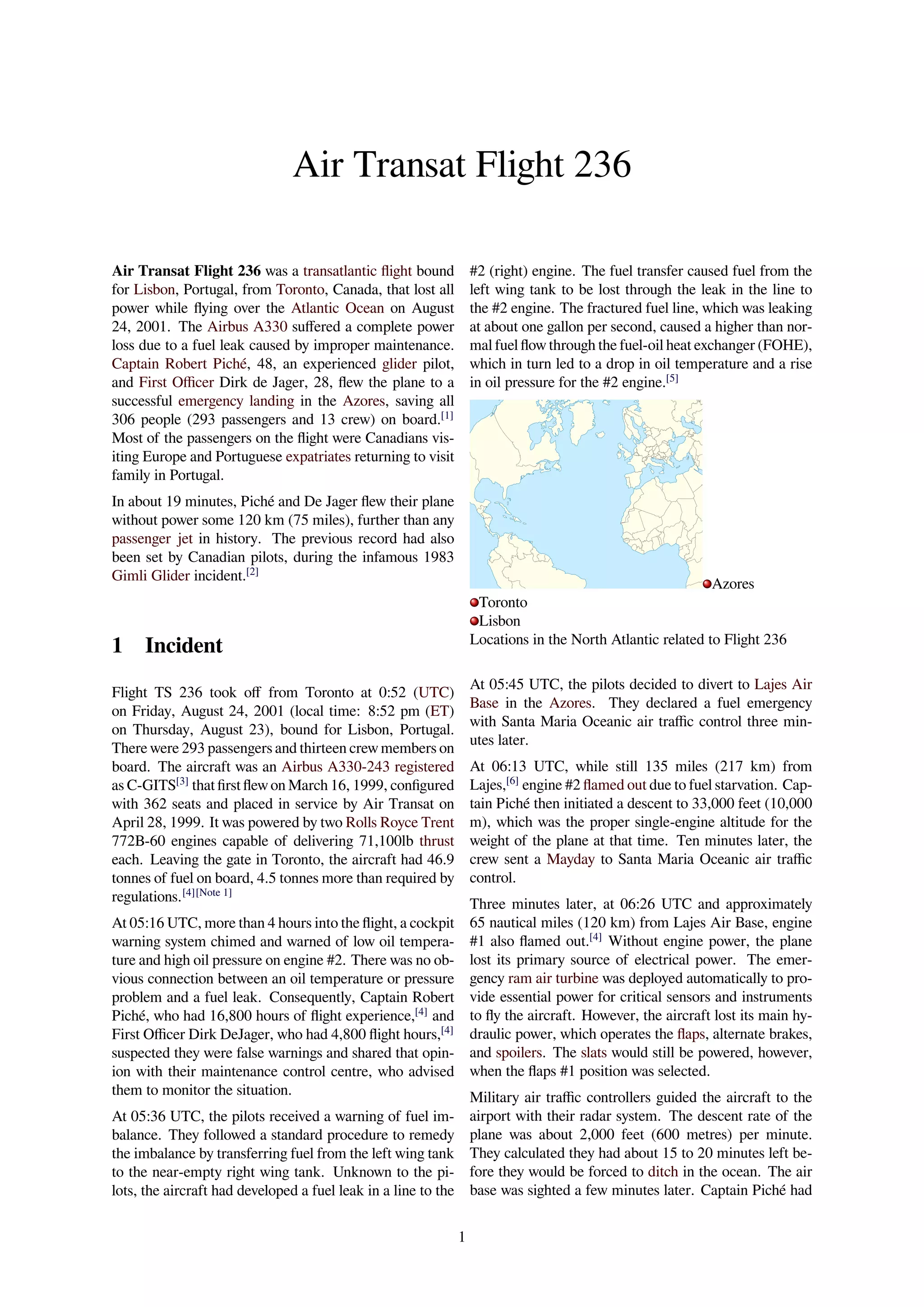 Air transat flight 236 | PDF