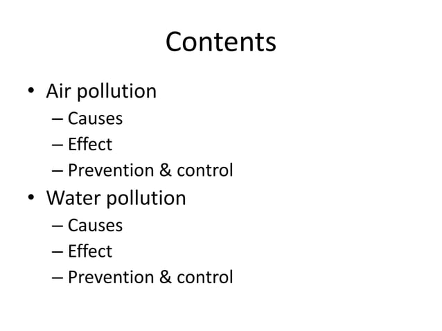 Air and water pollution, prevention and control