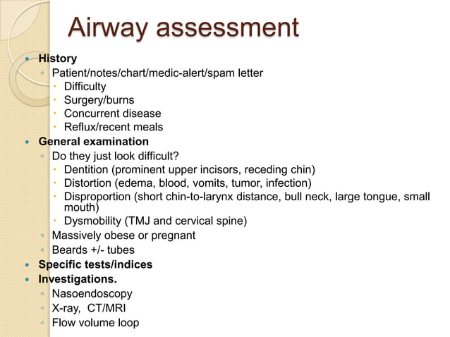 Airway assessment | PPTX | Ear, Nose and Throat Conditions | Diseases ...