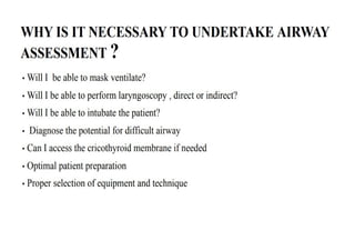airway assessment in anesthesia basics o | PPTX