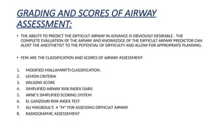 AIRWAY ASSESSMENT AND SCORES in anesthesia | PPTX