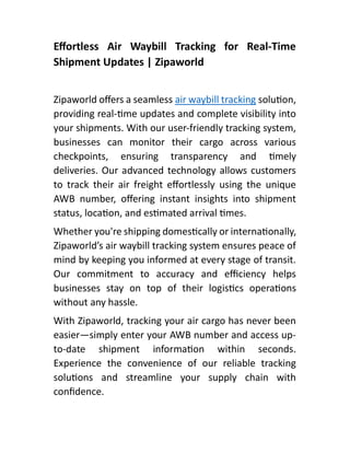 Effortless Air Waybill Tracking for Real-Time Shipment Updates ...