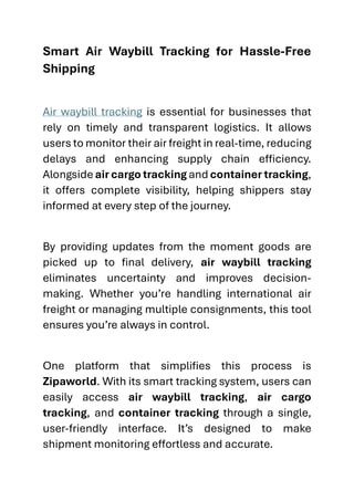 Smart Air Waybill Tracking for Hassle-Free Shipping | PDF