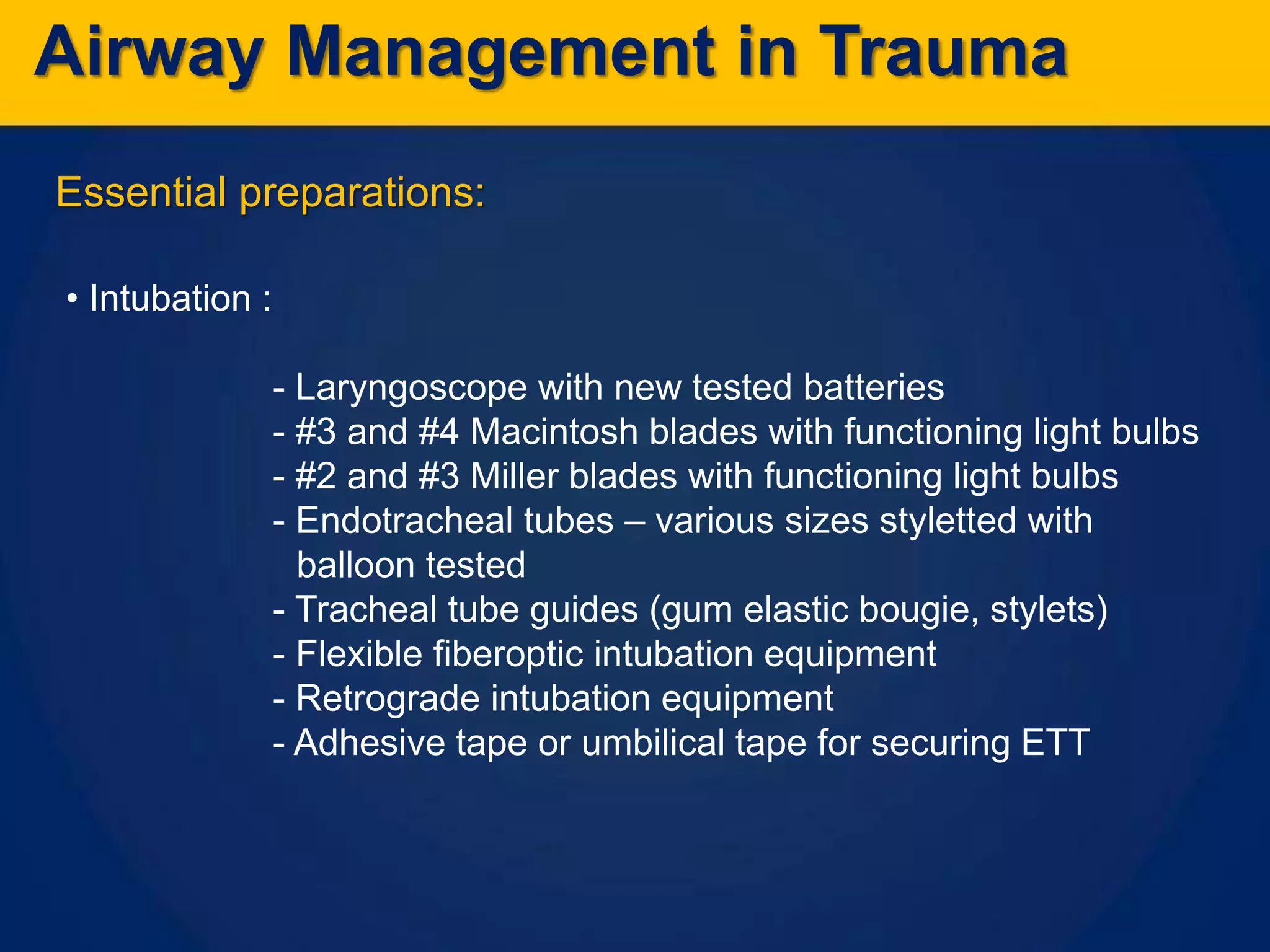 Airway management in trauma patients | PPTX
