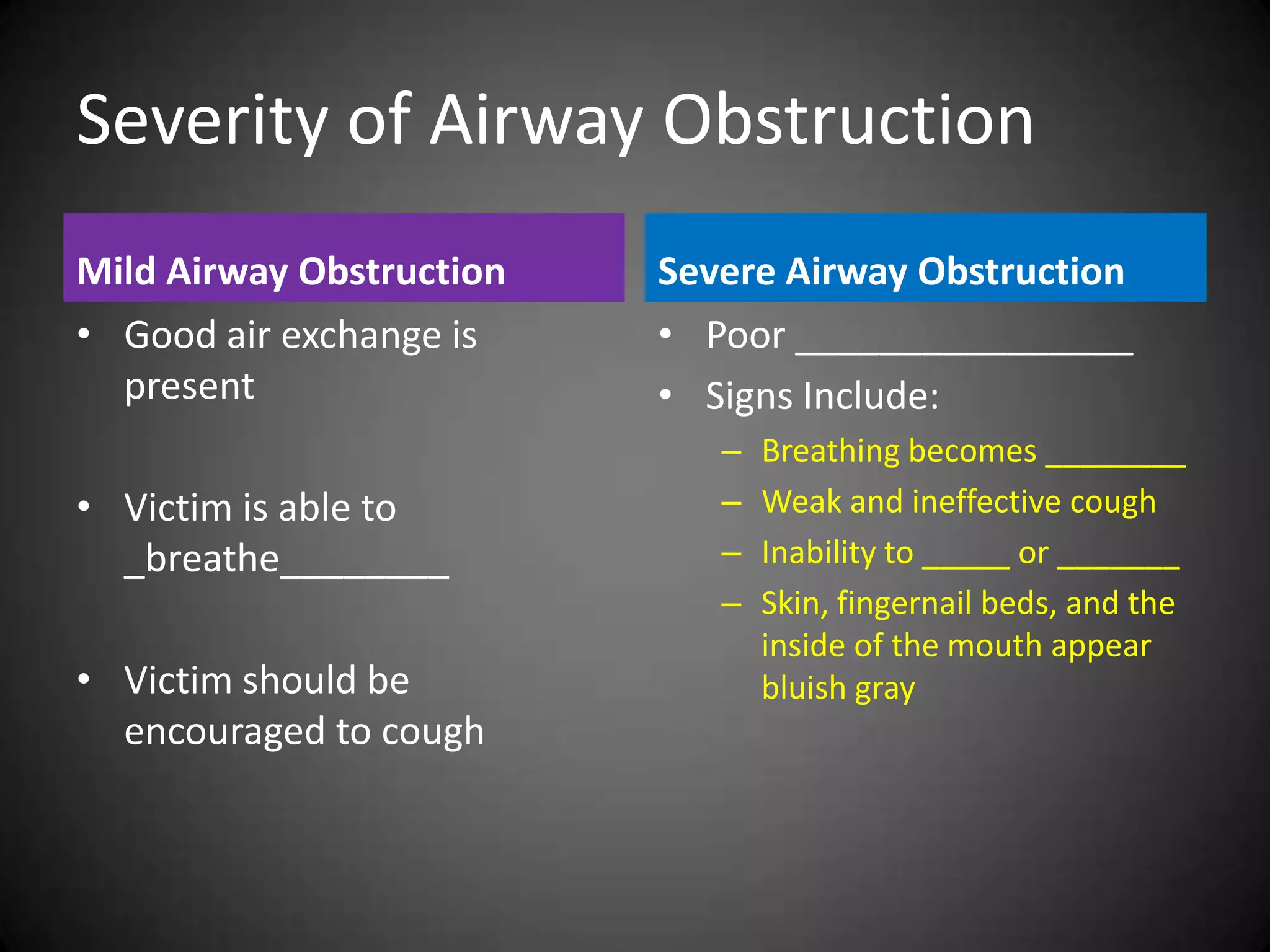 Airway obstruction students | PPTX