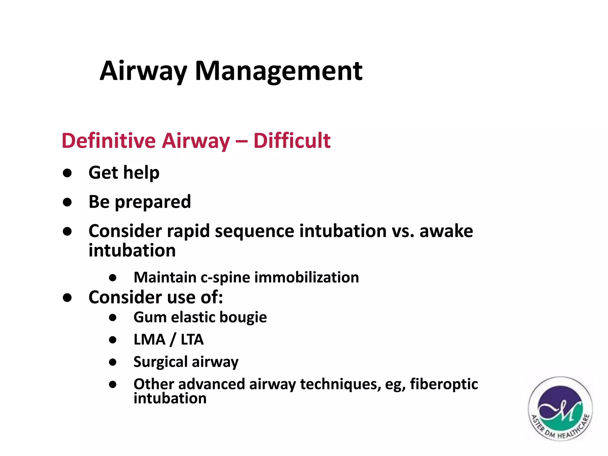 Airway solutions in trauma scenarios | PPTX