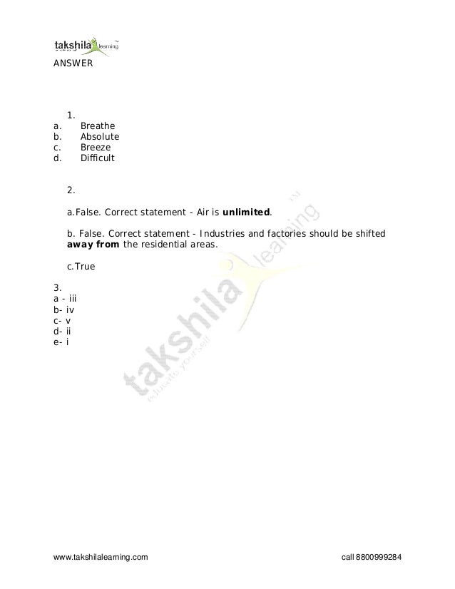 Air We Breathe – EVS Worksheet for CBSE Class 4 With Answers | PDF