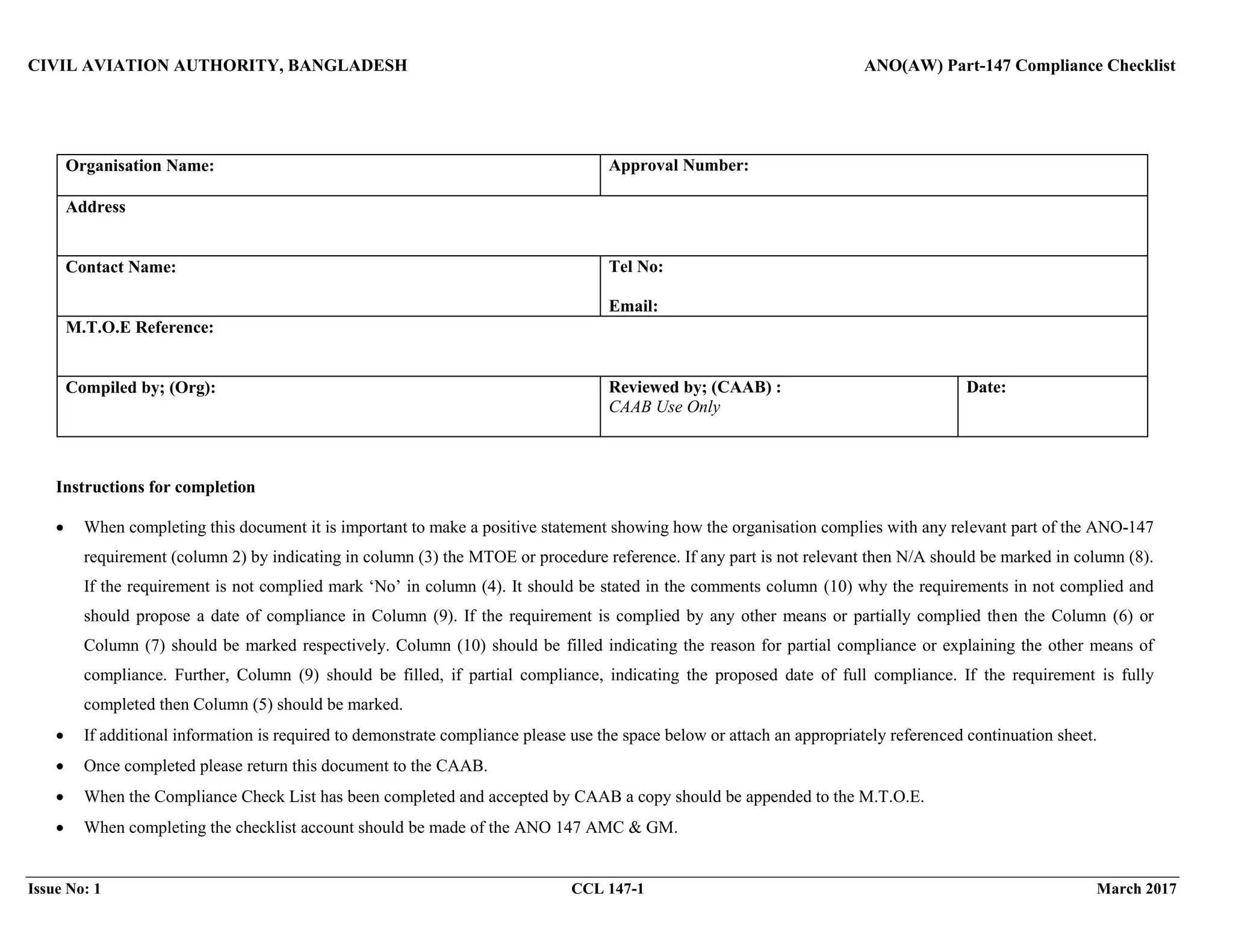 Compliance check List of CAAB ANO(AW) Part-147.pdf