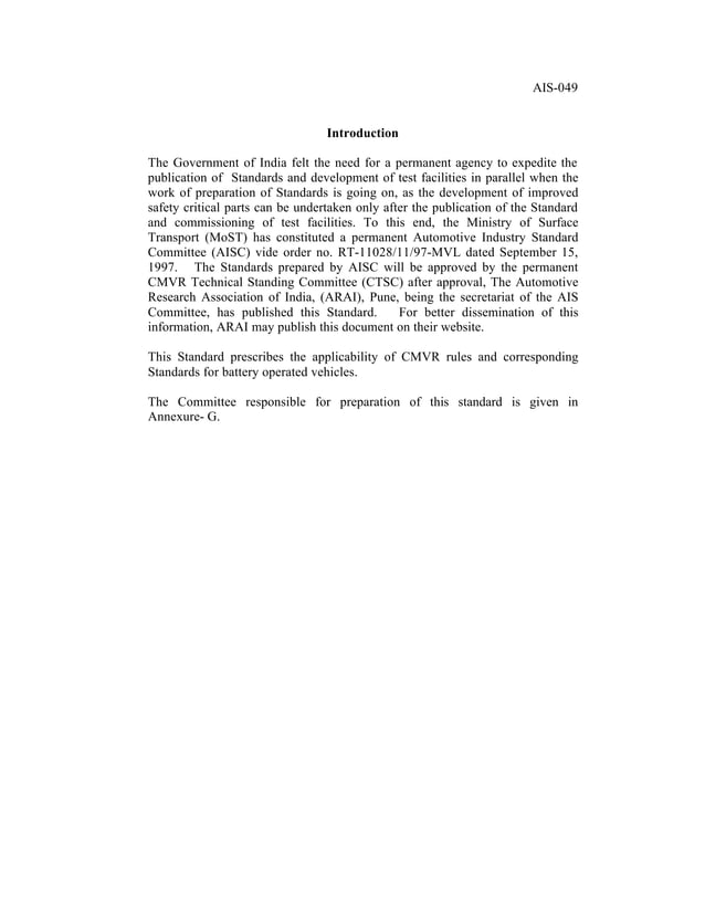 Ais 049 cmvr type approval for battery oprated vehicles | PDF ...