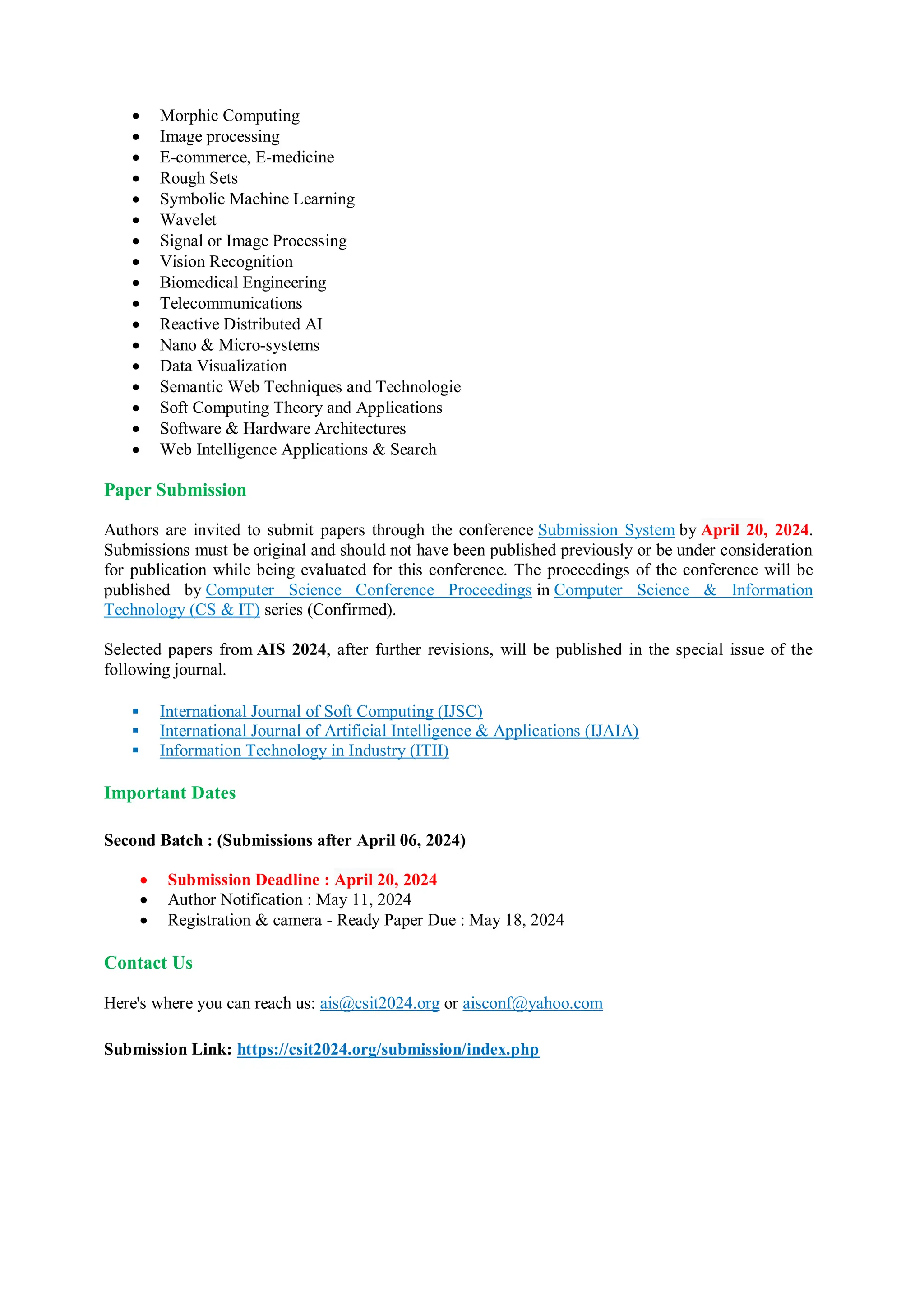 10th International Conference On Artificial Intelligence And Soft Computing Ais 2024 Pdf 