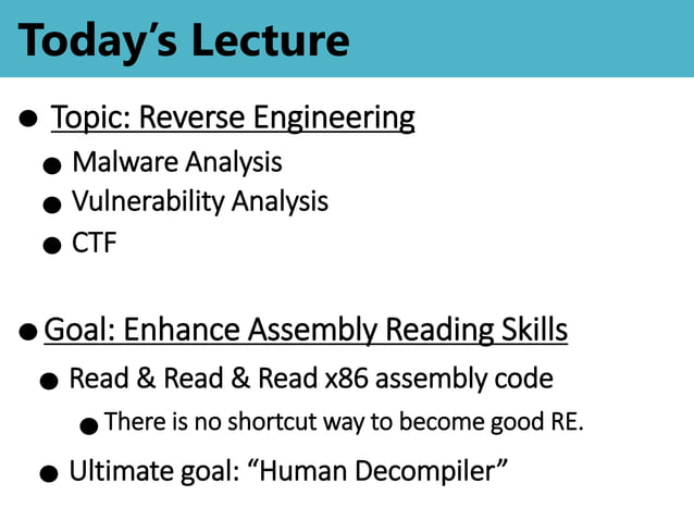Reverse Engineering Dojo: Enhancing Assembly Reading Skills | PPT