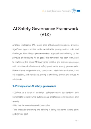 AI SAFETY GOVERNANCE Framework with AIML | PDF