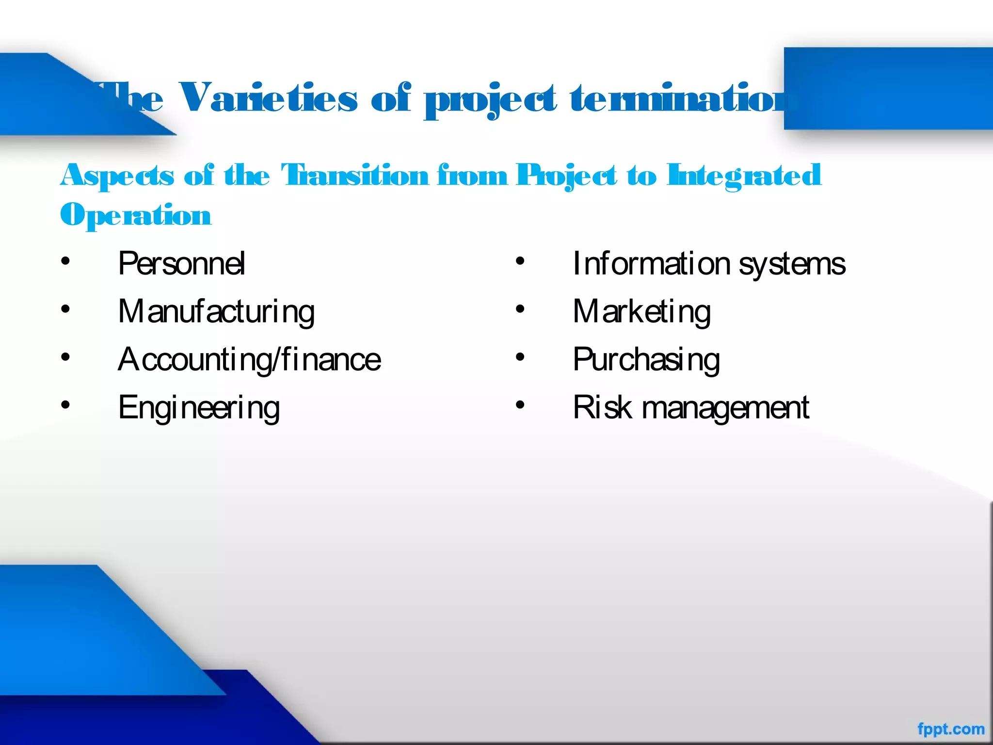 Project Termination | PPT | Business | Business and Finance