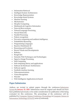 CFP - 9th International Conference on Artificial Intelligence, Soft Computing And Applications ...