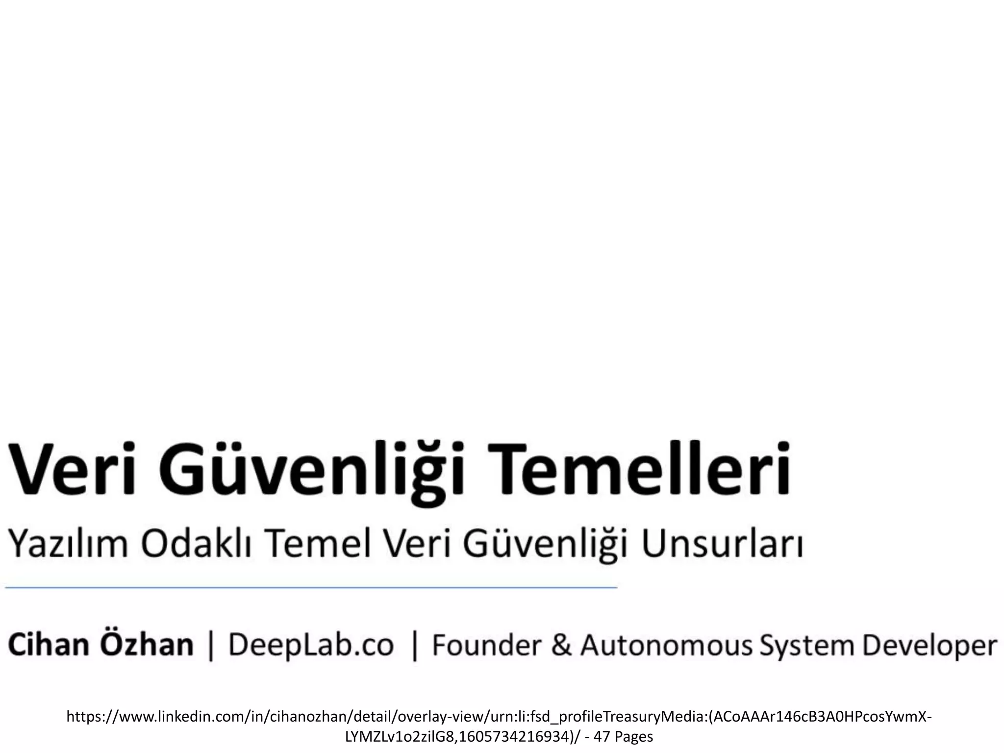 Yapay Zeka Güvenliği : Machine Learning & Deep Learning & Computer Vision Security | PPT