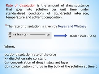 factors affecting dissolution rate a full view. | PPTX