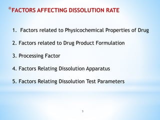 factors affecting dissolution rate a full view. | PPTX