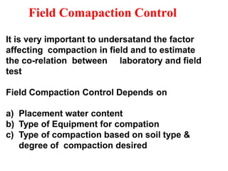 Field control of compaction and compaction Equipment | PPTX
