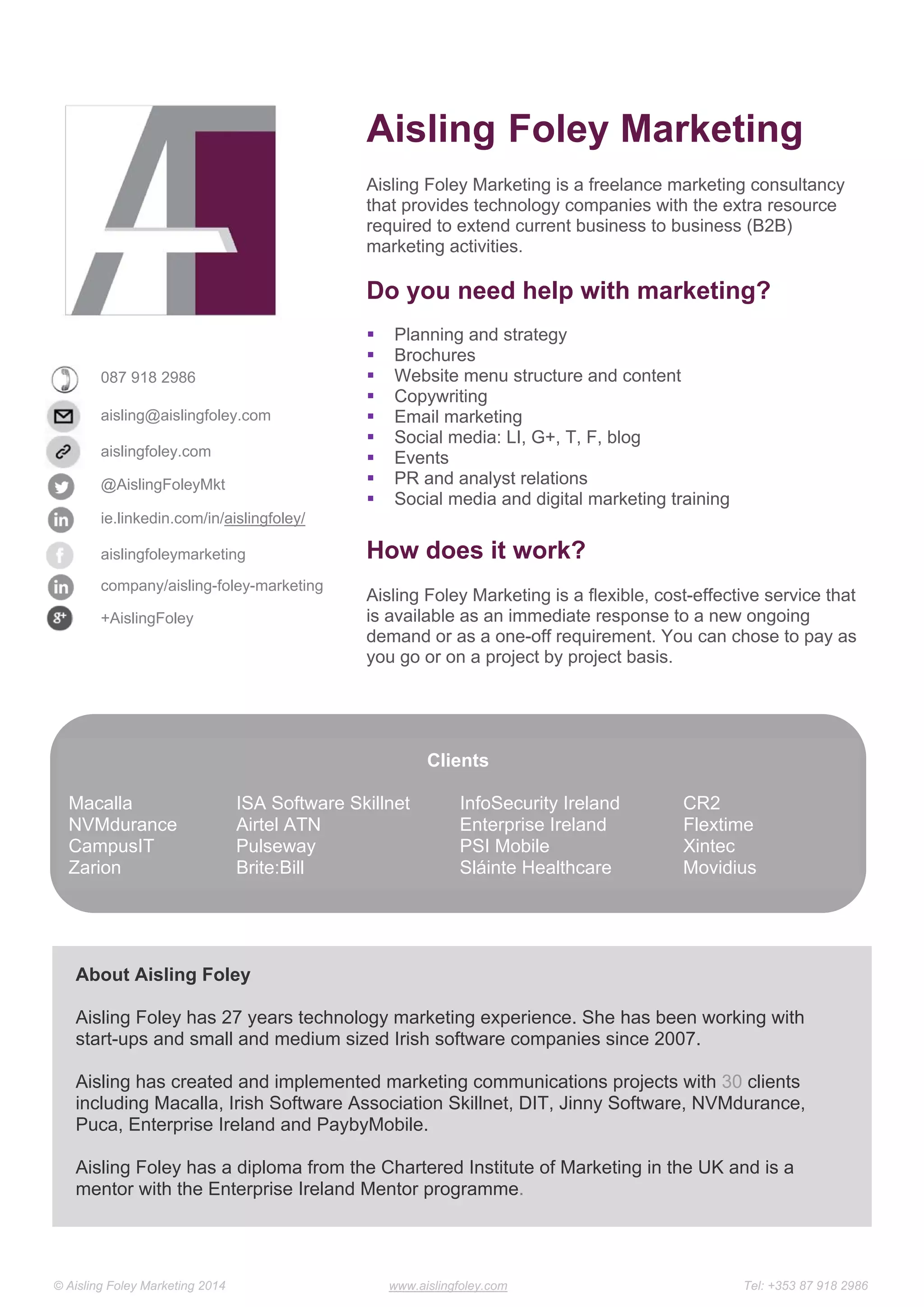 Aisling Foley Marketing brochure | PDF