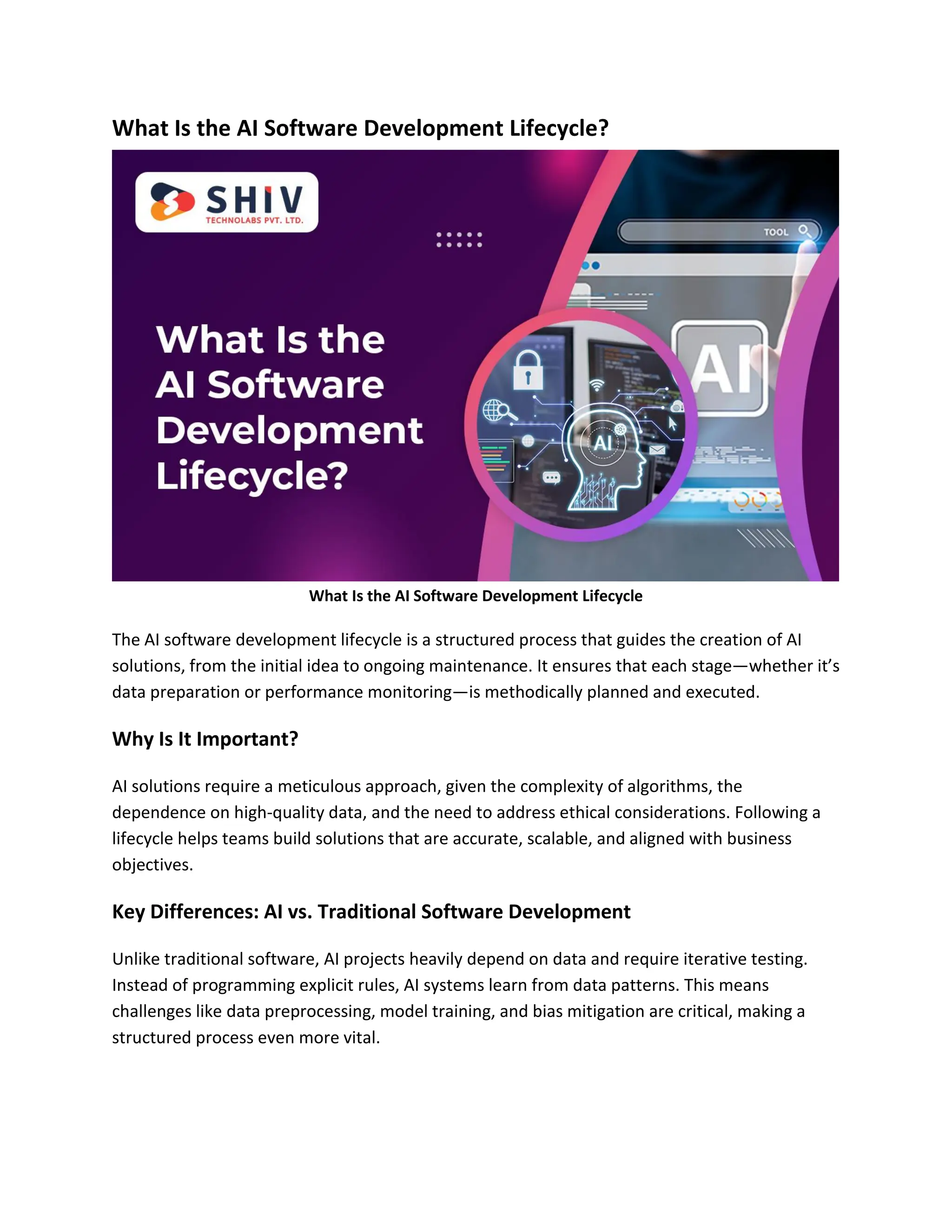 Key Stages in AI Software Development Lifecycle | PDF
