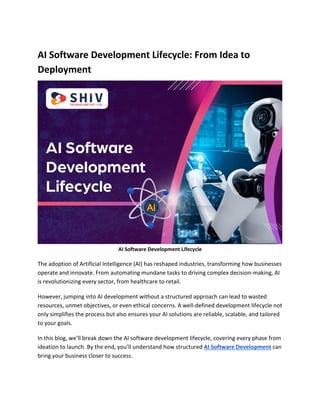 Key Stages in AI Software Development Lifecycle | PDF