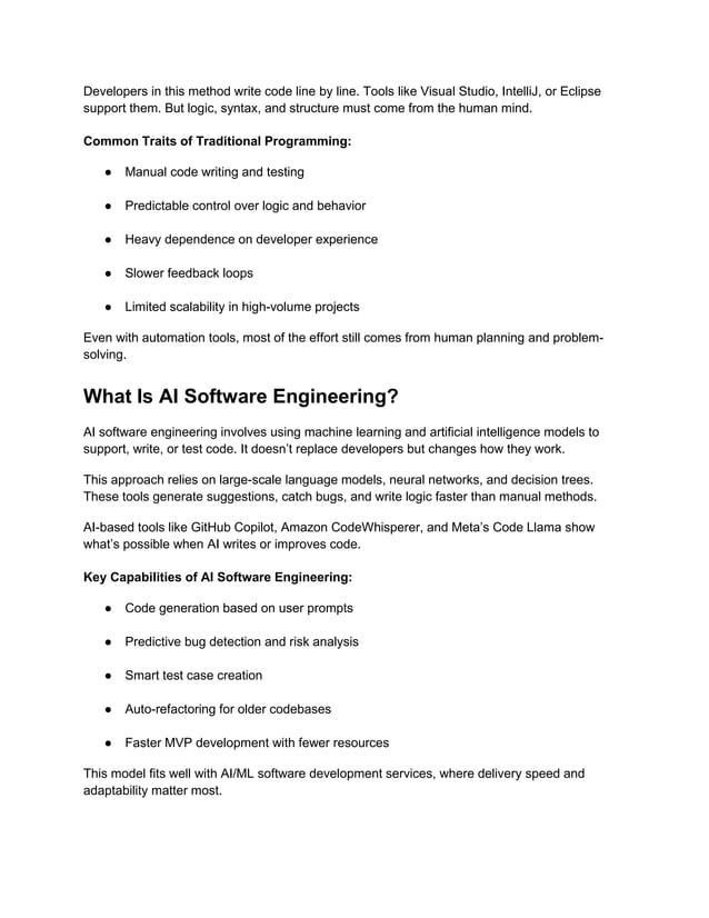 AI Software vs Traditional Programming: Key Differences | PDF