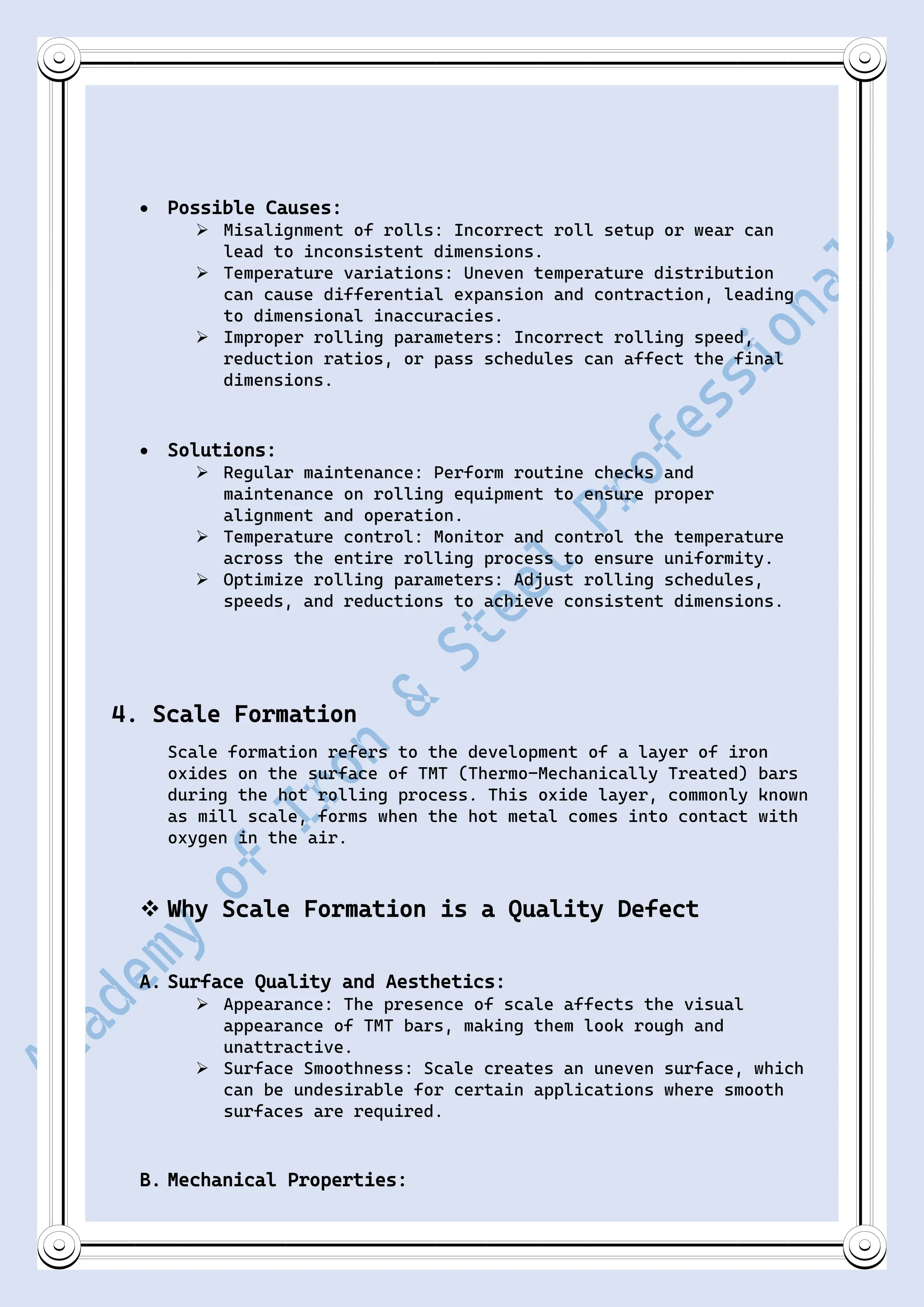 Quality defects in TMT Bars, Possible causes and Potential Solutions. | PDF
