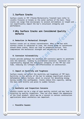 Quality defects in TMT Bars, Possible causes and Potential Solutions. | PDF