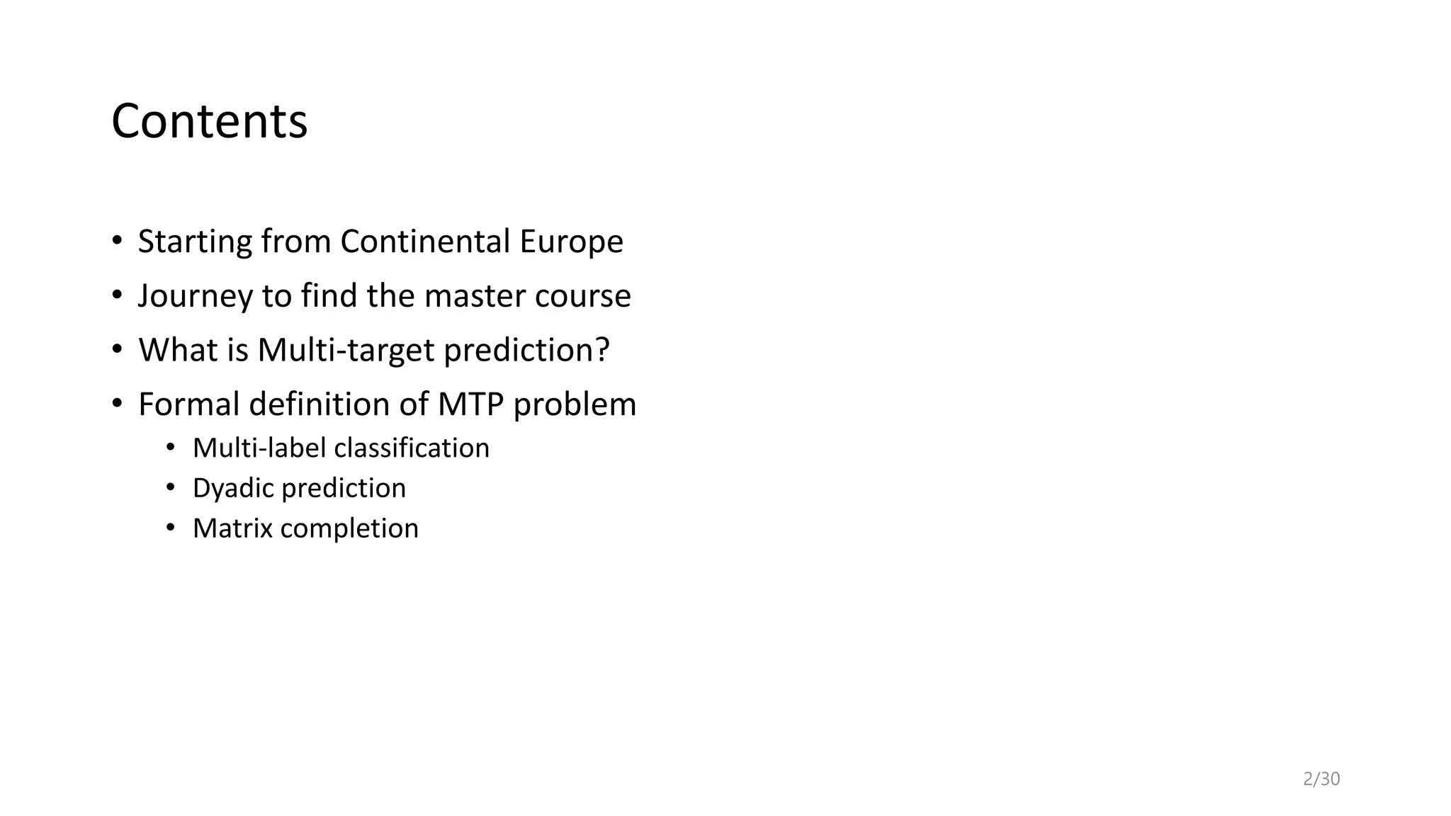 Multi-target prediction problem setting selection | PPT