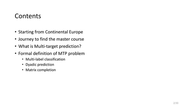 Multi Target Prediction Problem Setting Selection Ppt